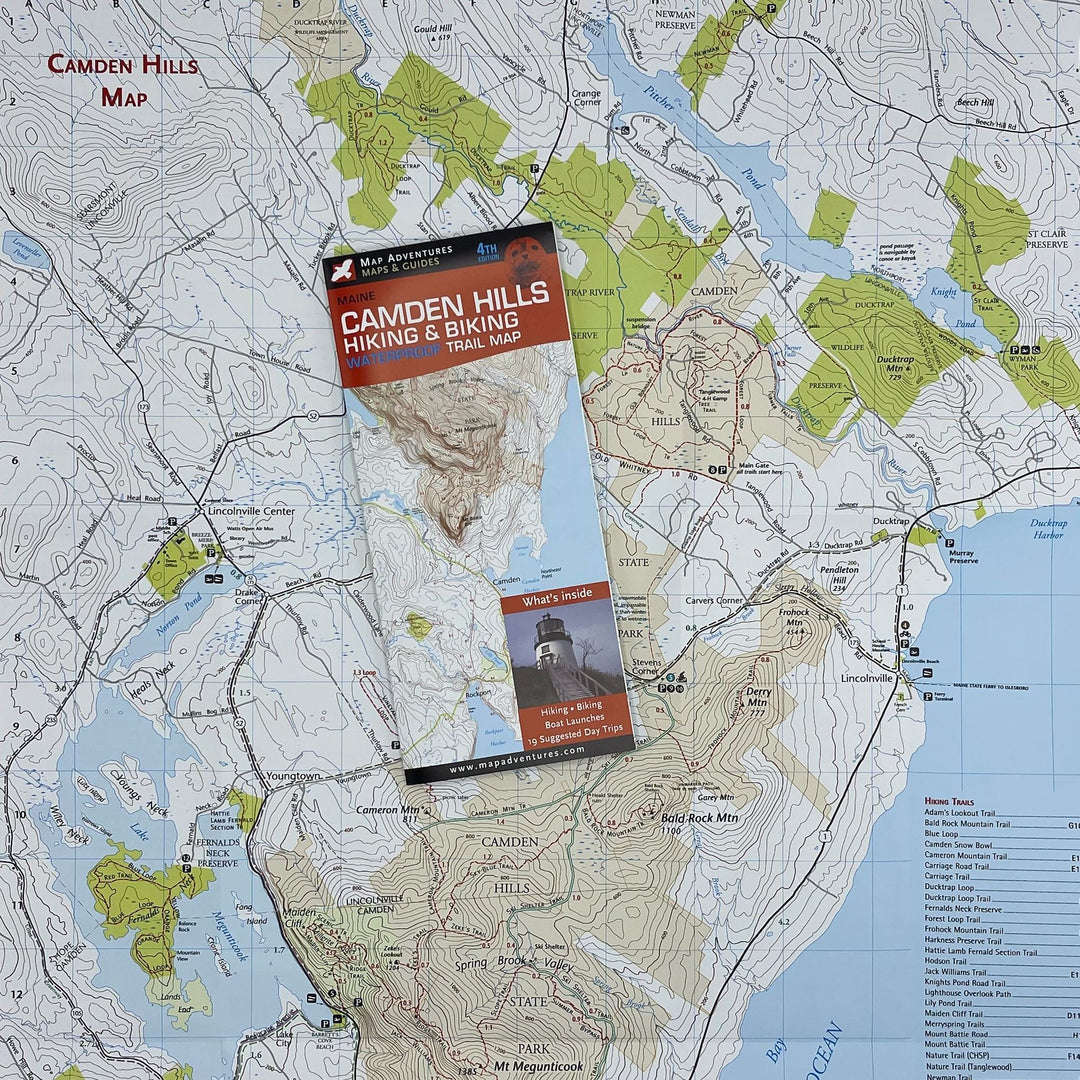 Camden Hills Hiking & Biking Waterproof Trail Map | Down East Shop